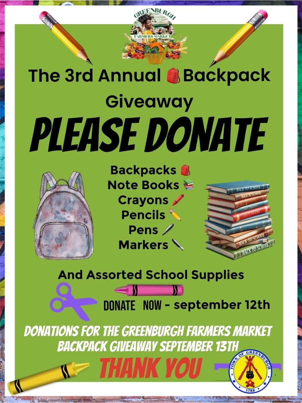 Greenburgh Farmers Market Backpack Drive: Fill a Backpack, Fuel a ...